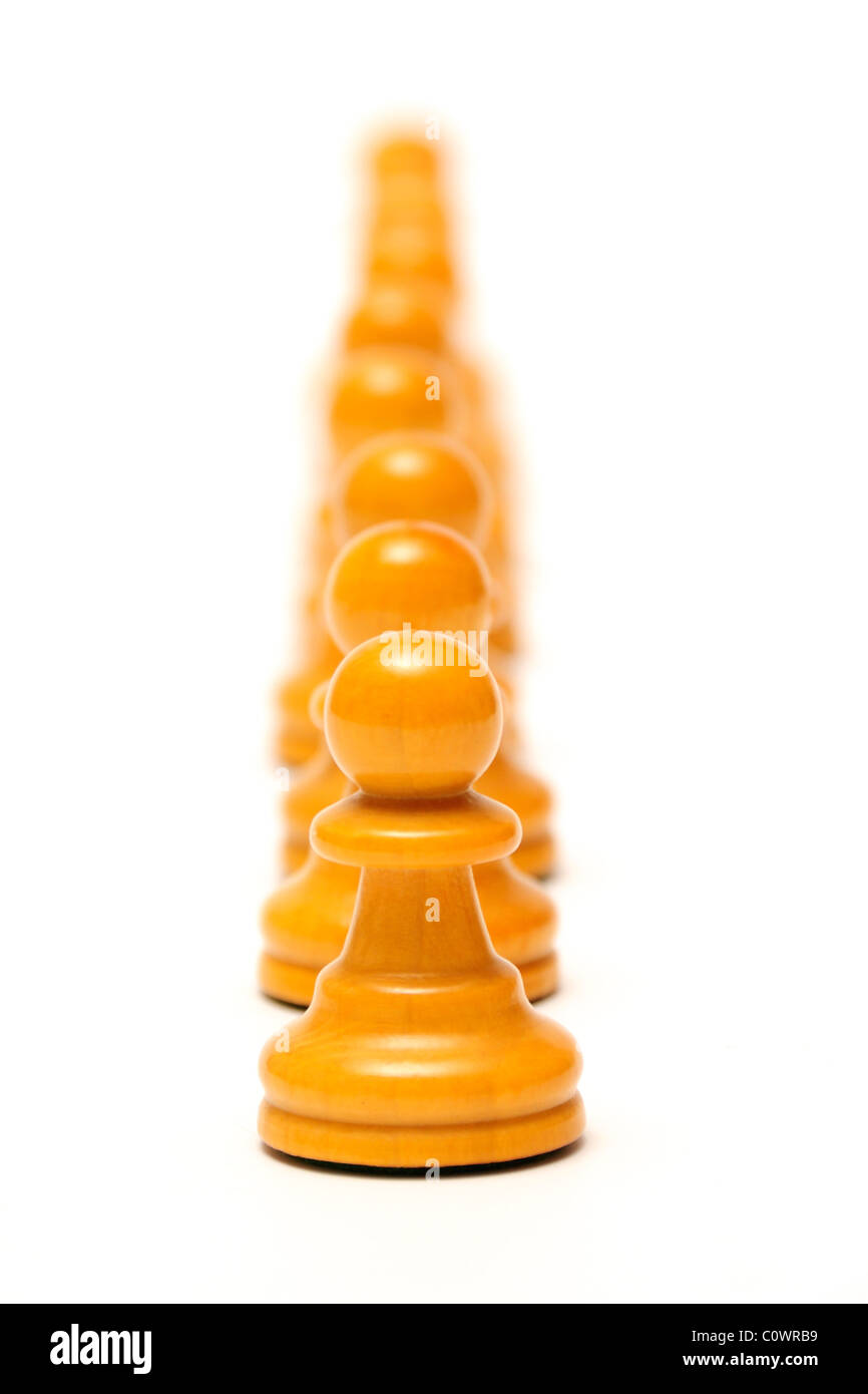 a row of white chess pawns isolated Stock Photo - Alamy