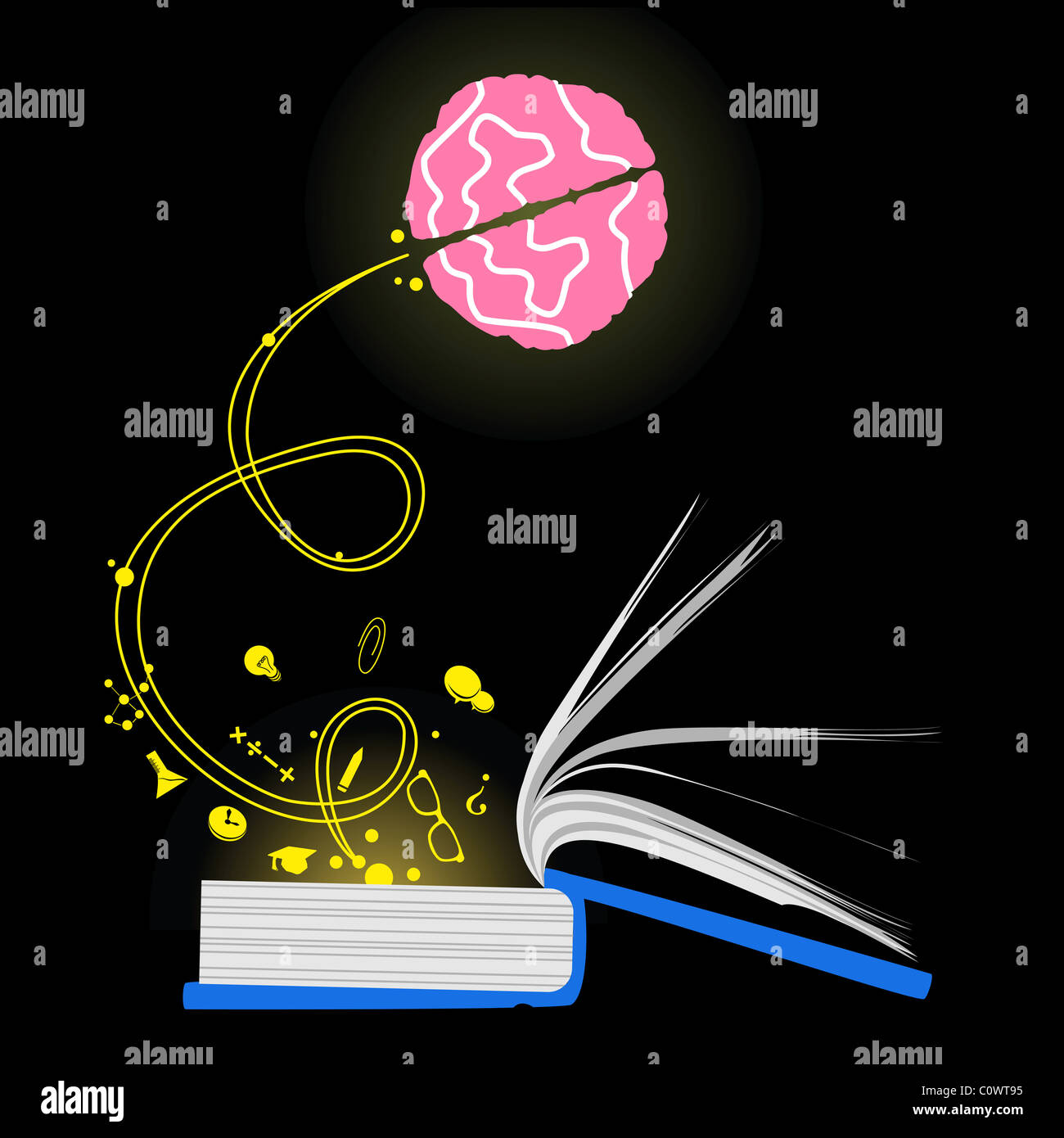 Book brain illustration hi-res stock photography and images - Alamy