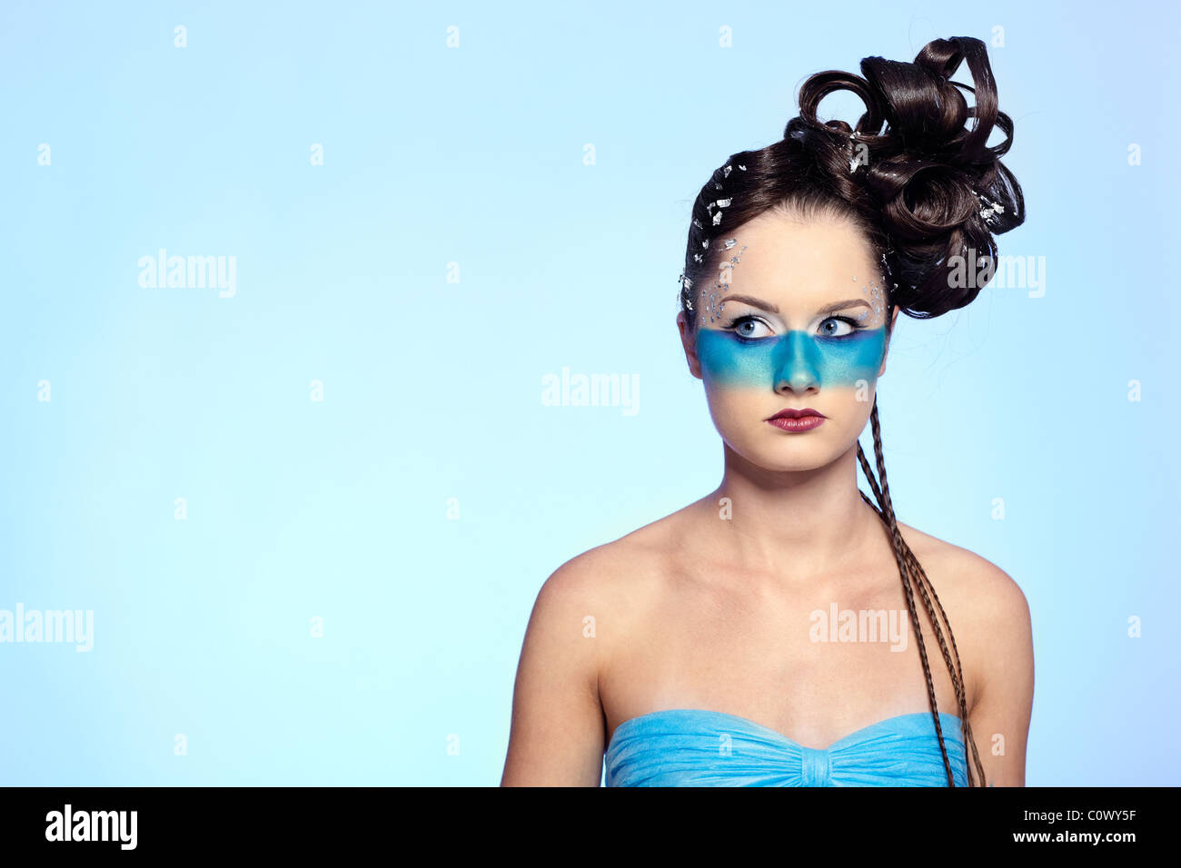 girl's fantasy blue body-art Stock Photo - Alamy