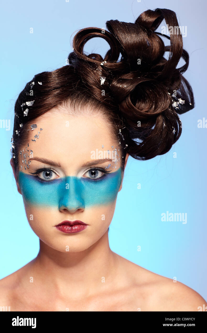 girl's fantasy blue body-art Stock Photo - Alamy