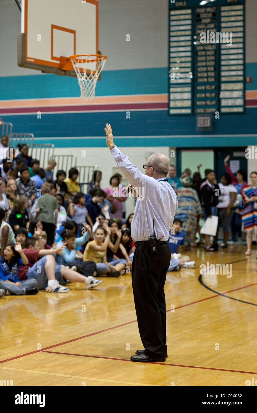Middle school principal calls students hi-res stock photography and ...