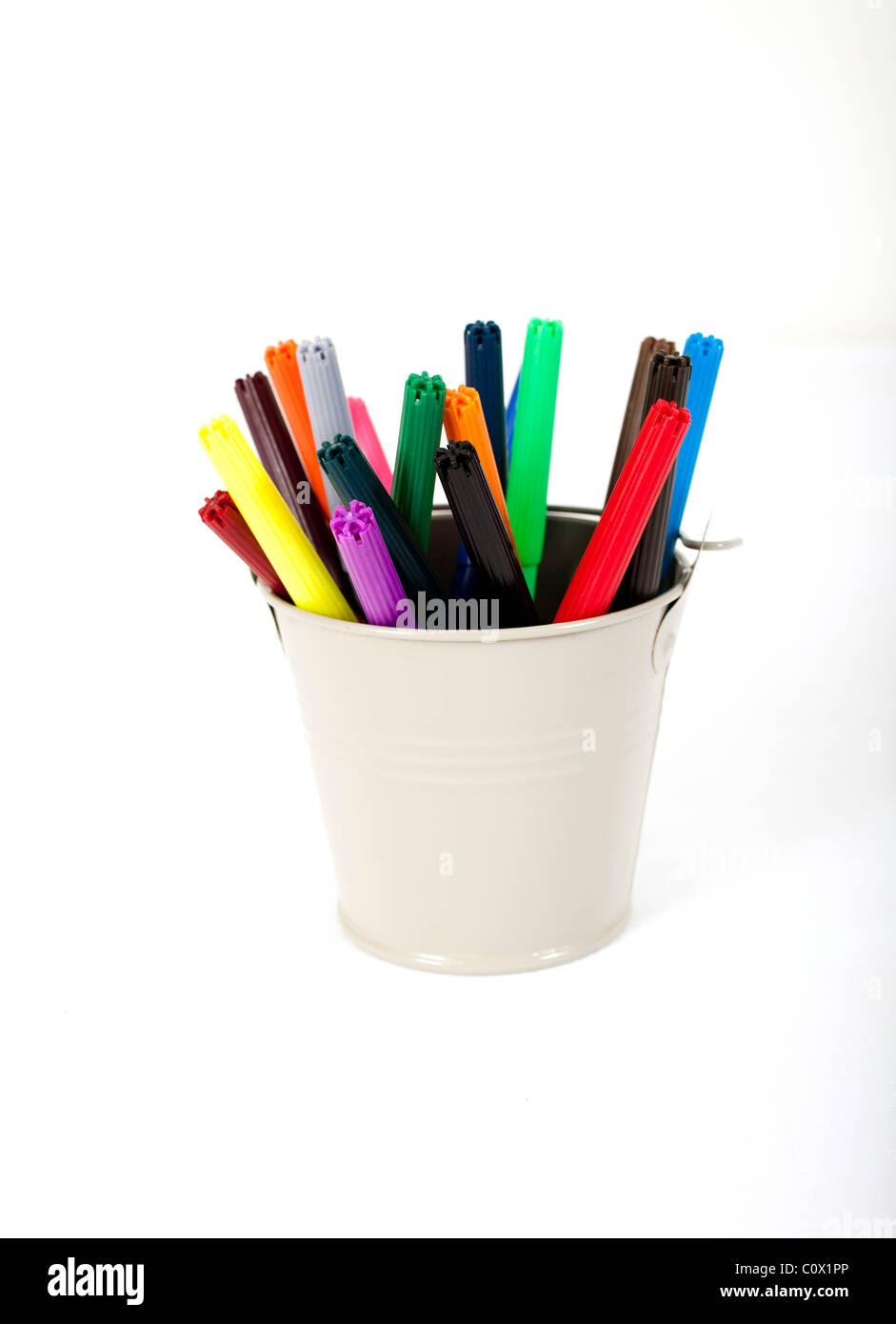 Pot of Coloured Felt-Tip Pens Stock Photo - Alamy