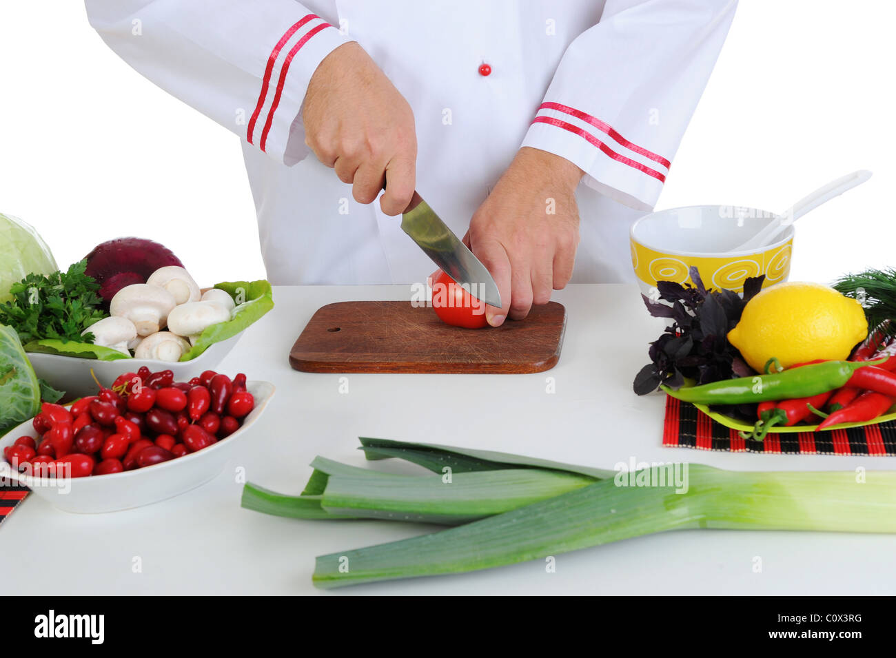 Chef cuts the vegetables Stock Photo - Alamy