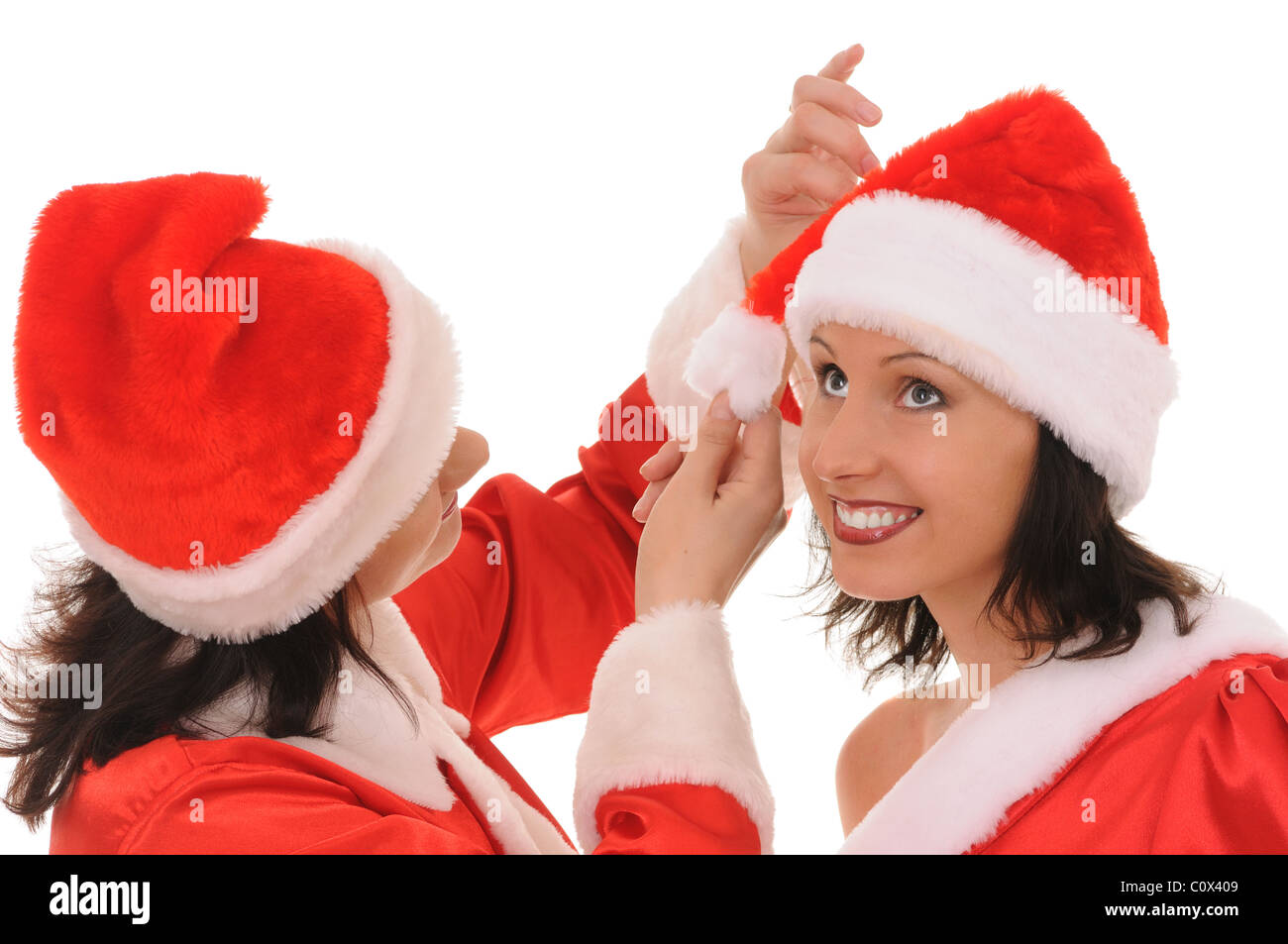 two women santa Stock Photo - Alamy