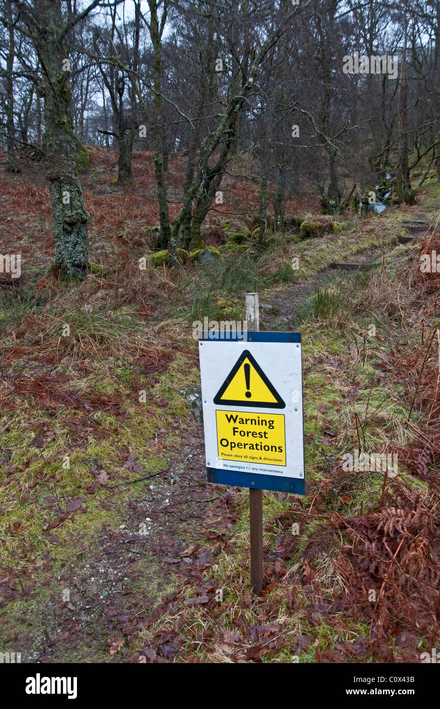 Forestry Operations sign, Inversnaid, Loch Lomond, Scotland Stock Photo ...