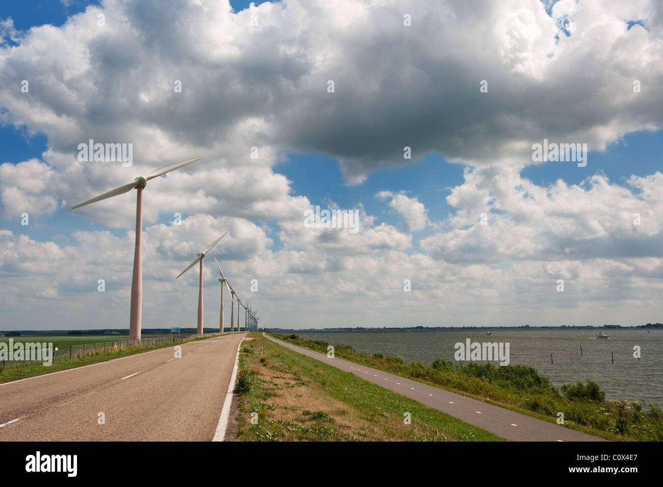 Dutch landscape with wind turbines in the Flevopolder Stock Photo - Alamy