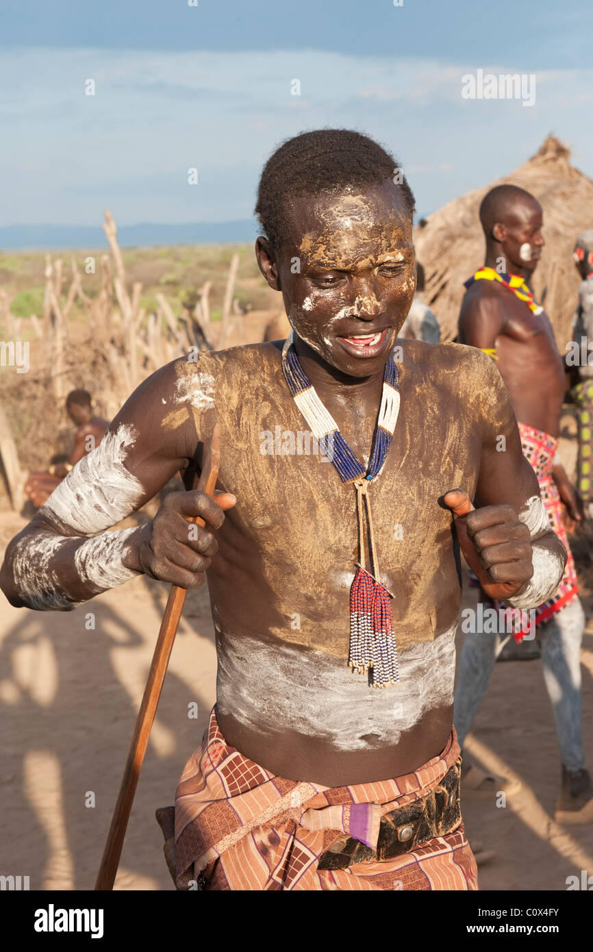 Karo people with body paintings participating in a tribal dance ...