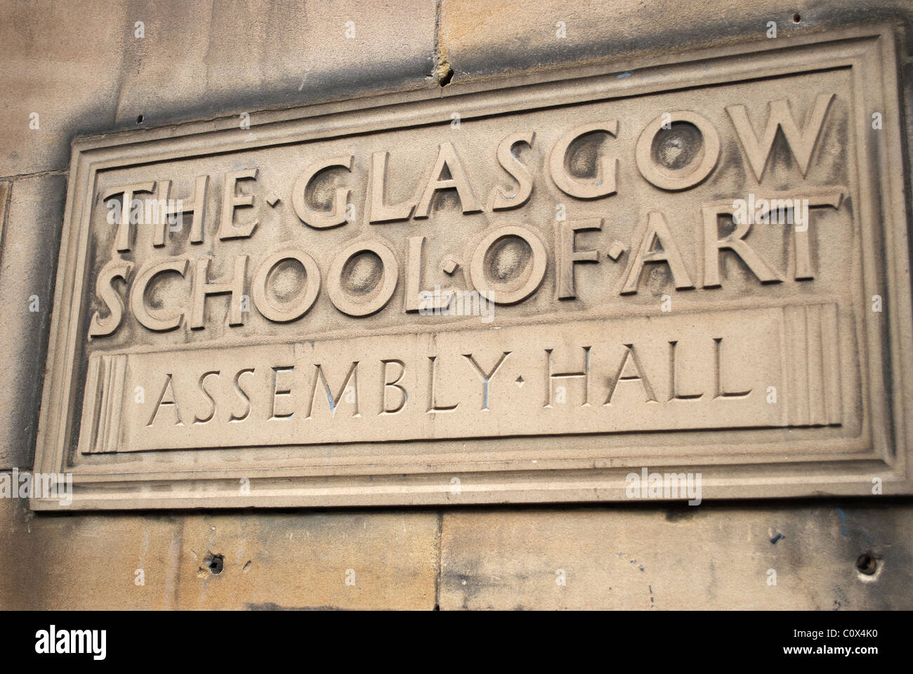 Glasgow School of Art Assembly hall sign Stock Photo - Alamy