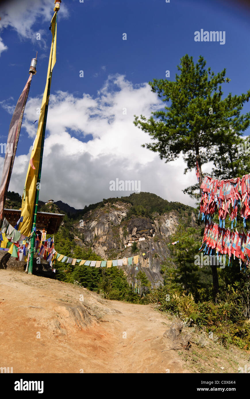Temple prayer flags walk hi-res stock photography and images - Alamy