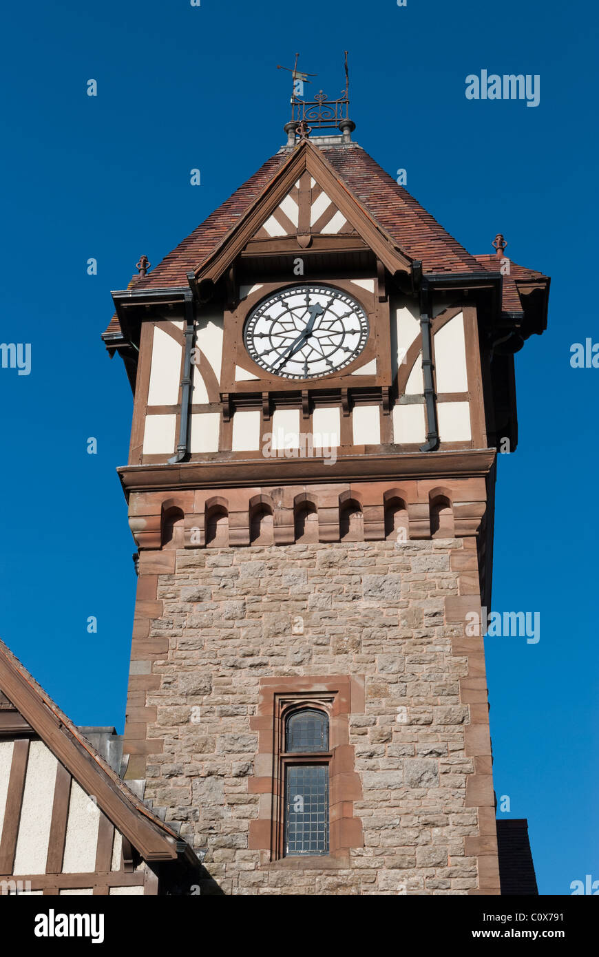 Clock tower of Ledbury library Stock Photo - Alamy