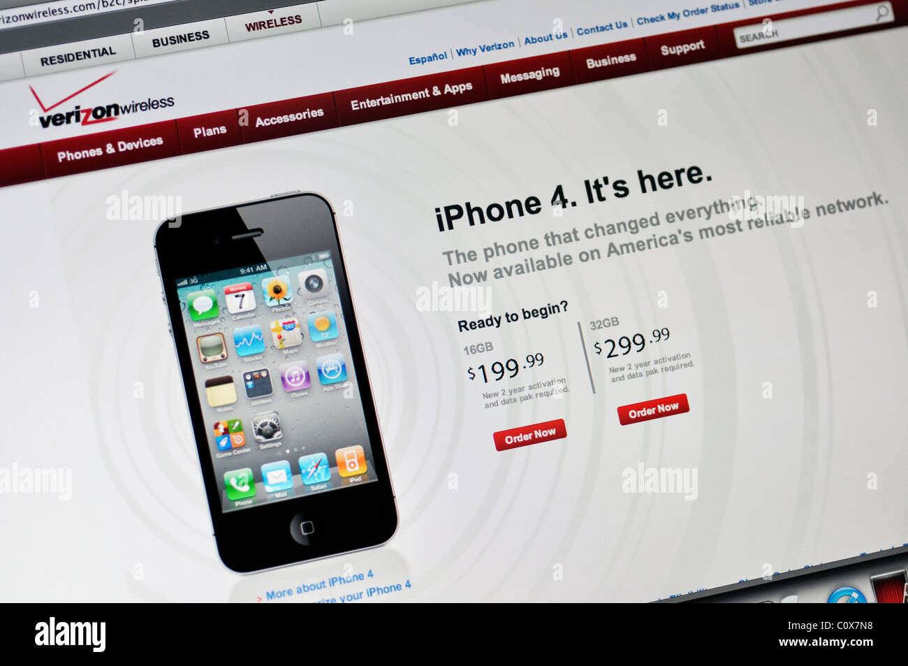 Verizon iPhone website Stock Photo - Alamy