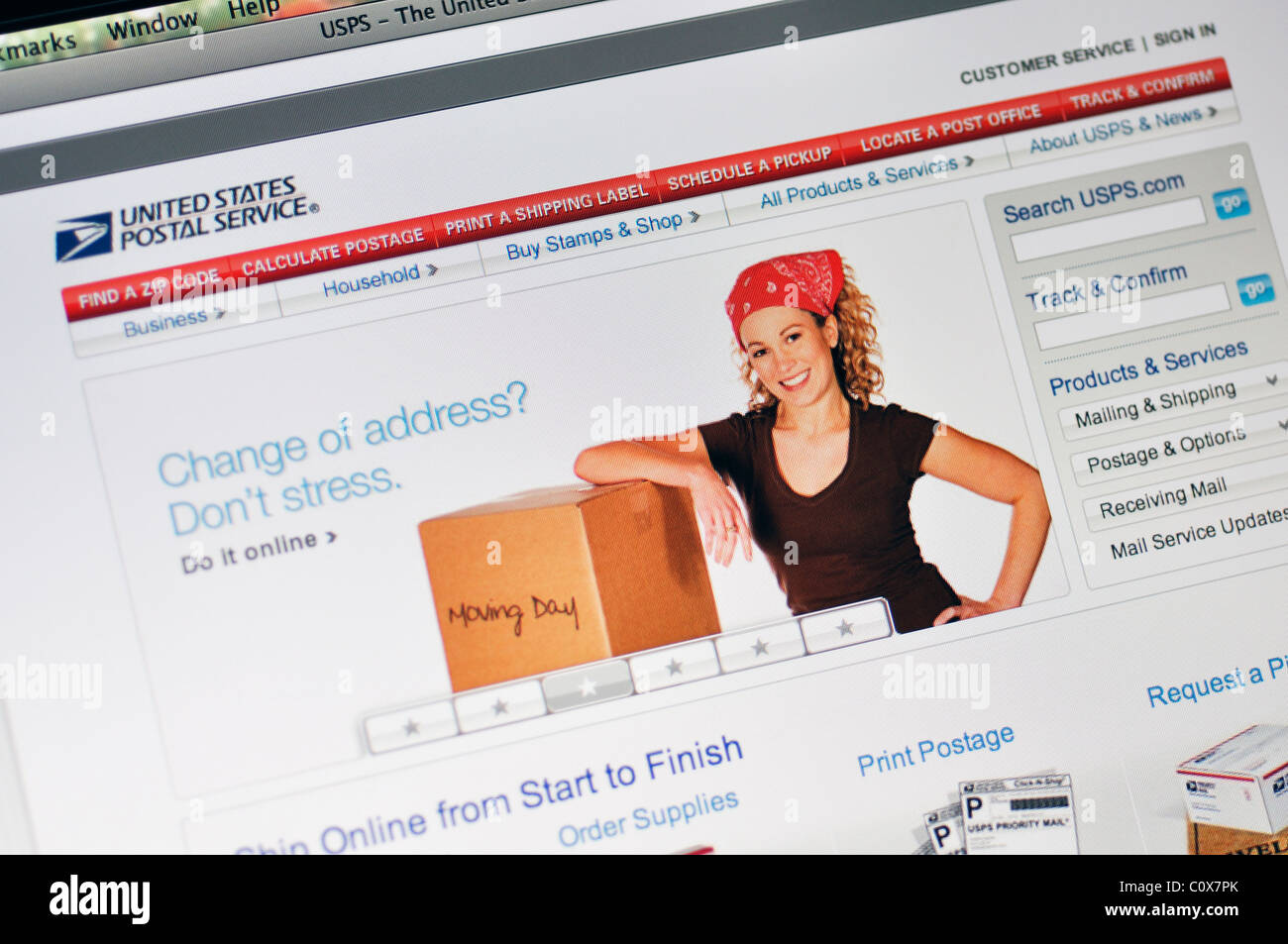 USPS website - US postal service Stock Photo - Alamy