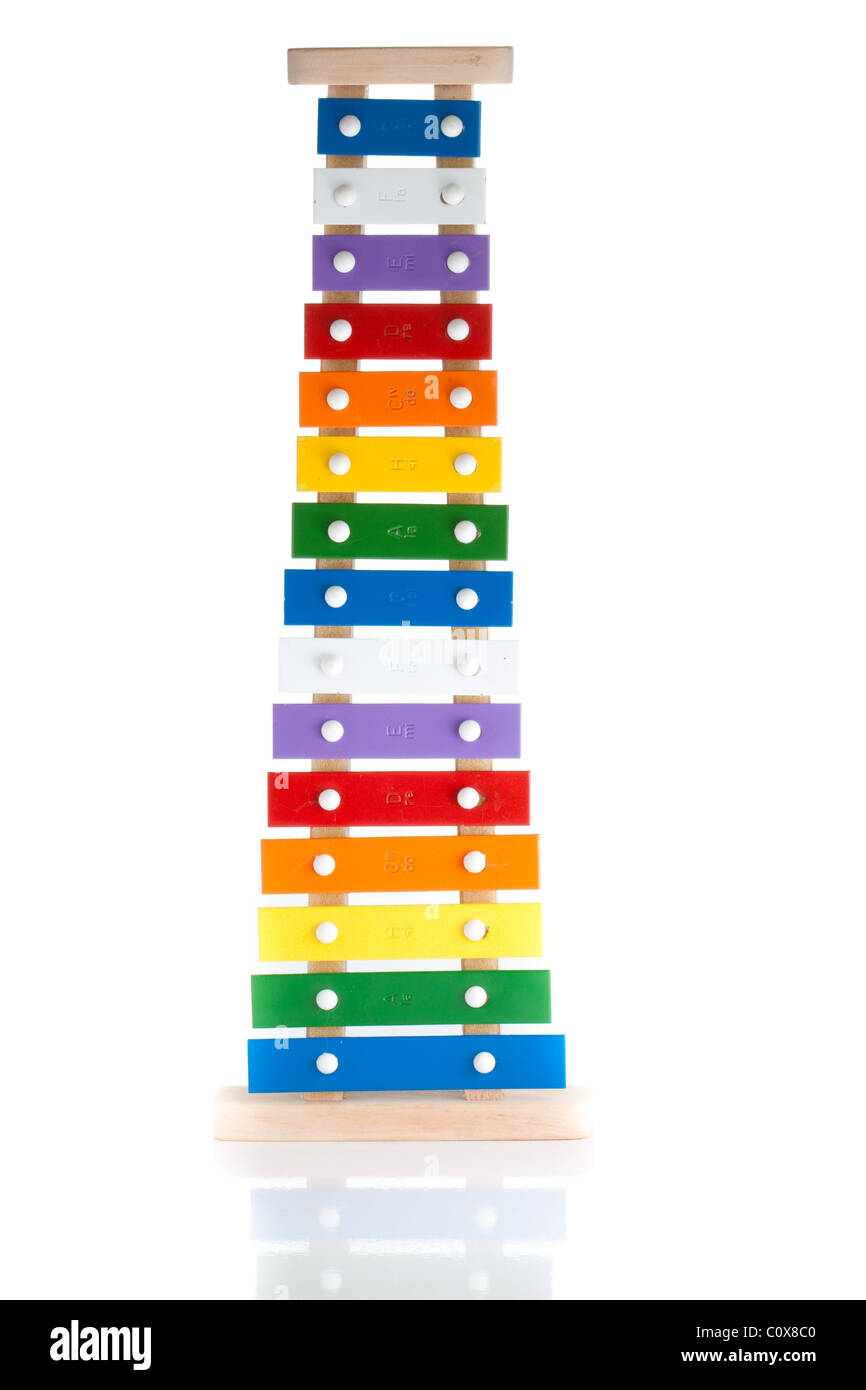 Xylophone in multi colours isolated on white Stock Photo - Alamy