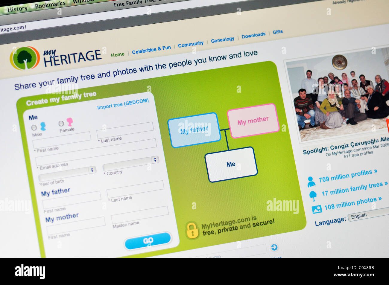 Heritage Family Tree website Stock Photo - Alamy