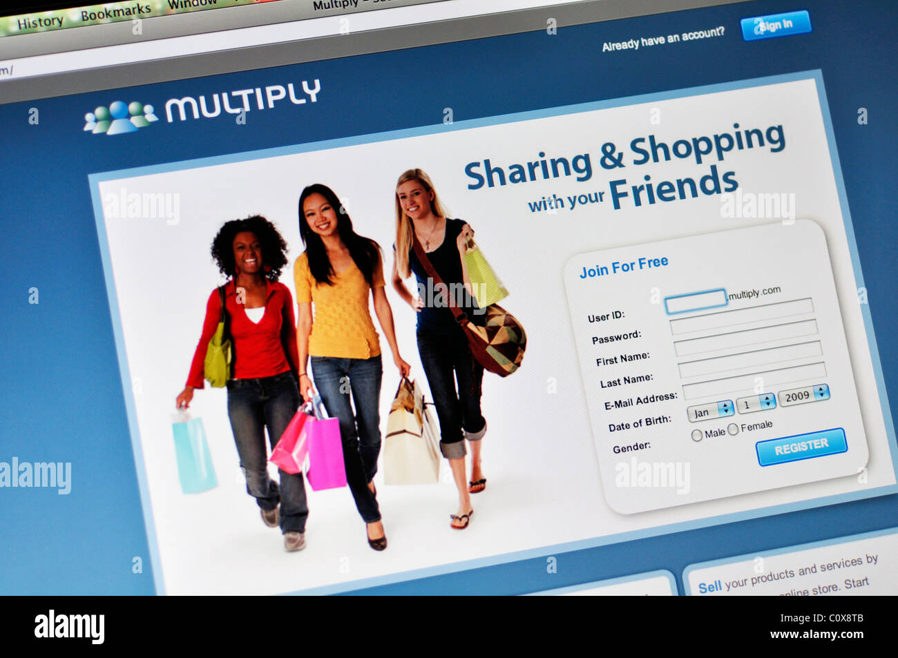 Multiply social networking website Stock Photo - Alamy