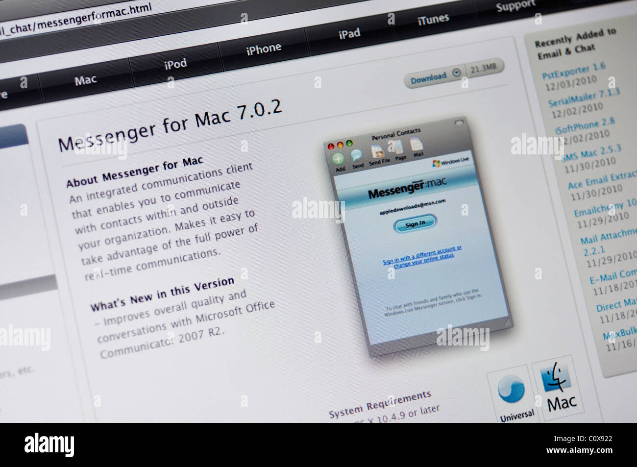 Messenger for Mac website Stock Photo - Alamy