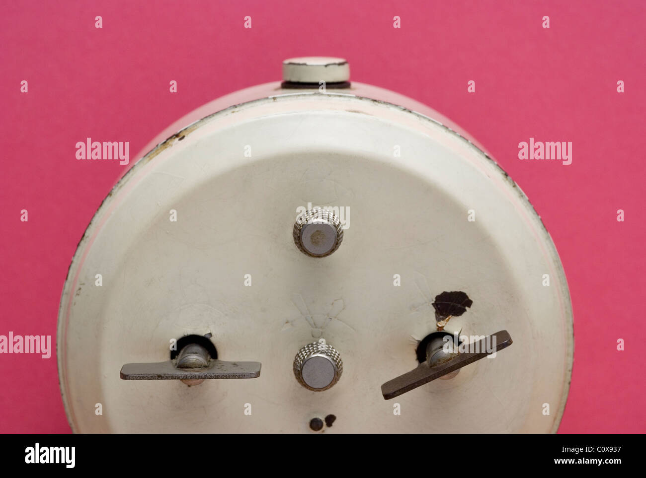 old alarm clock rear view Stock Photo - Alamy