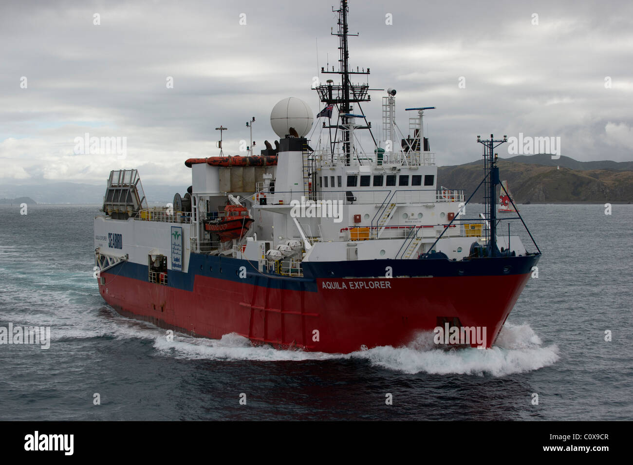 SeaBird Exploration seismic research vessel, Aquila Explorer leaving ...