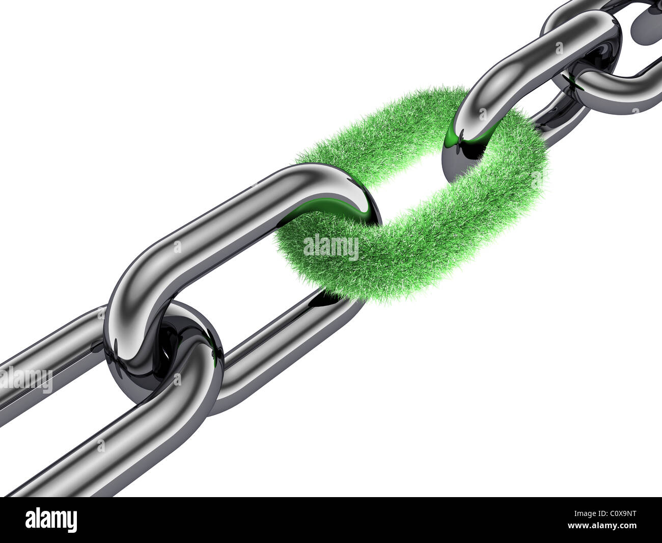 3d chain , grass link , nature protection Stock Photo - Alamy