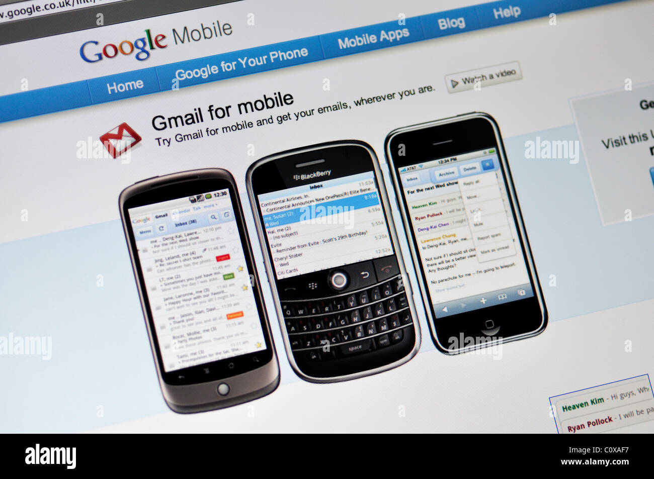 Gmail phone hi-res stock photography and images - Alamy