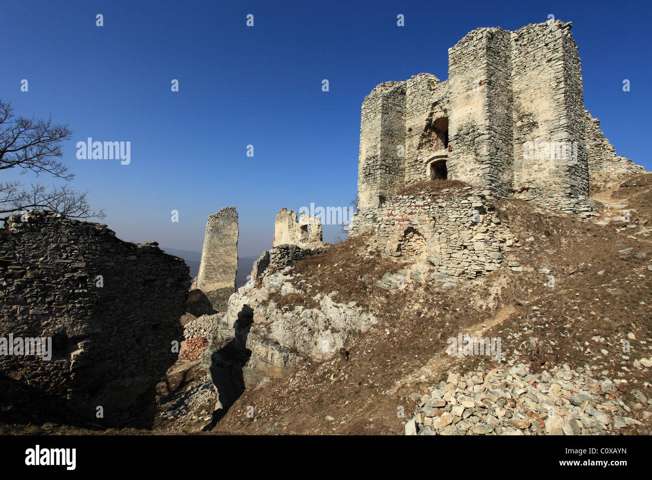 The ruins of medieval castle Gymes in Tribec mountains, located near ...