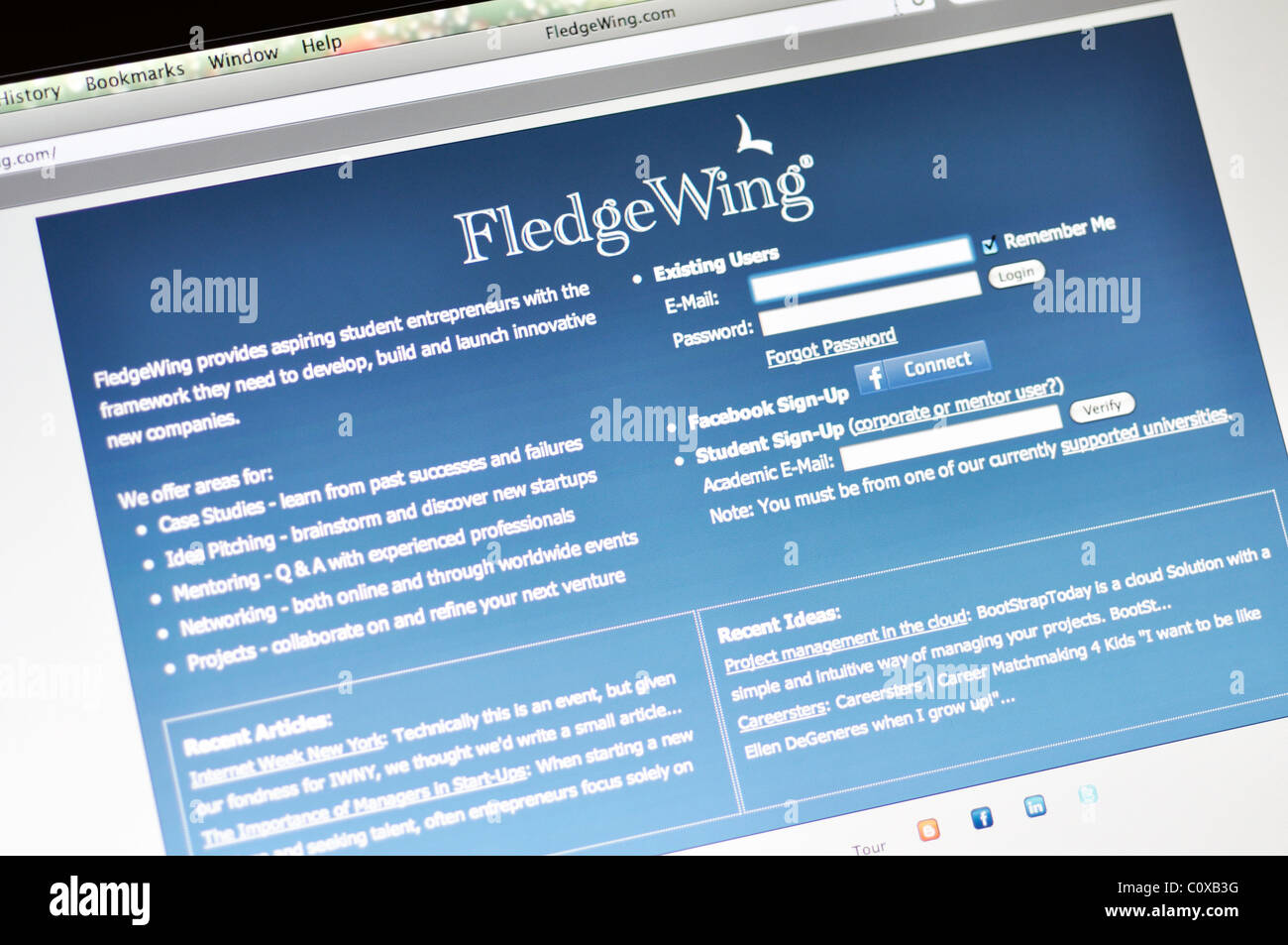 FledgeWing students social networking website Stock Photo - Alamy