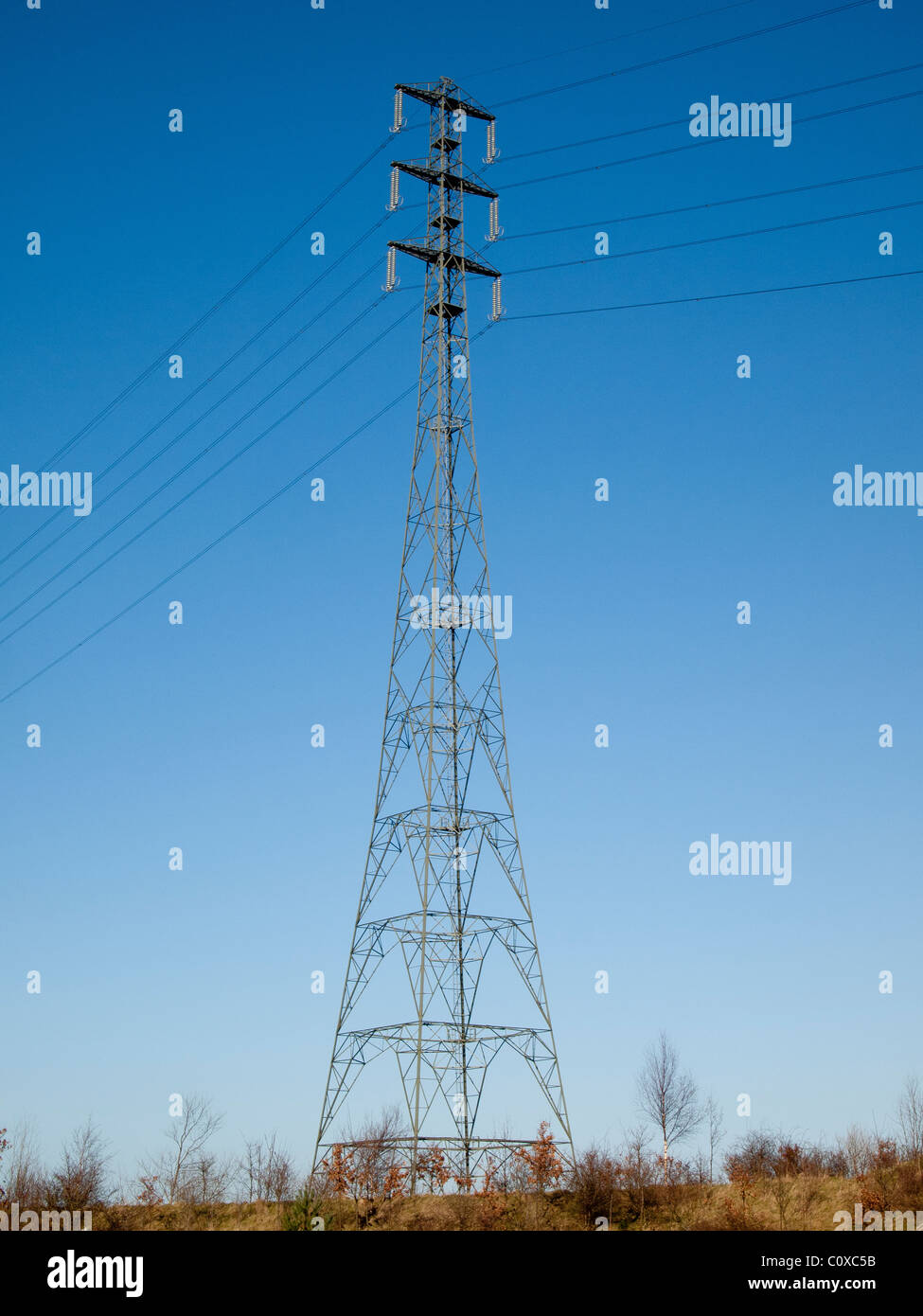 Very tall Transmission Tower or pylon carrying high voltage electricity ...