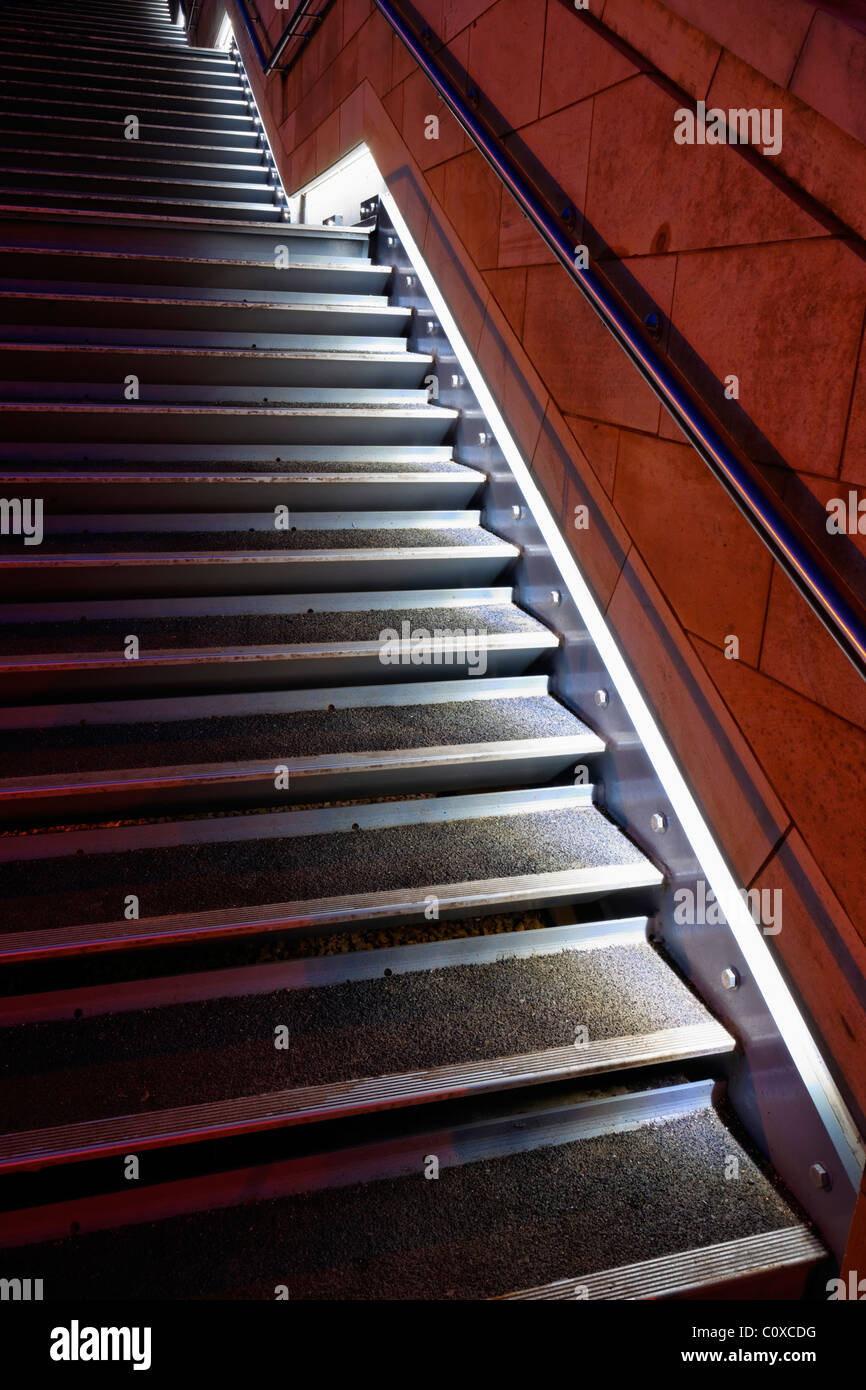 Illuminated flight of urban steps Stock Photo - Alamy