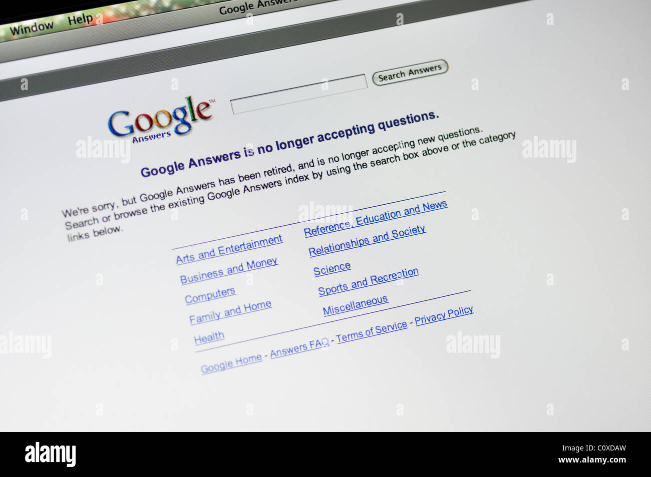 Google answers website Stock Photo - Alamy