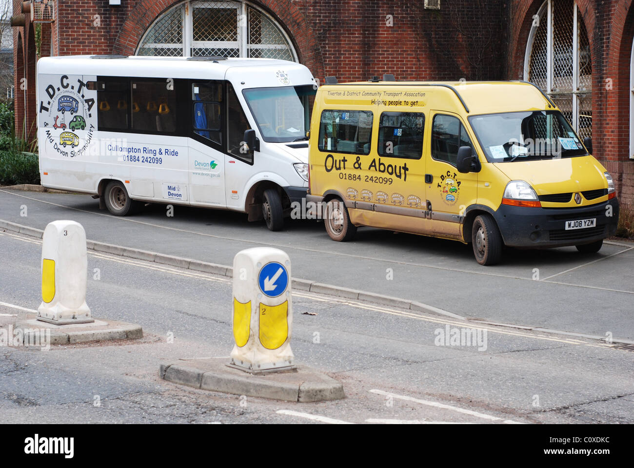 Community transport buses in Devon UK Stock Photo - Alamy