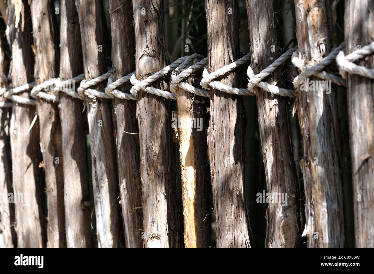 Countryside fence made of sticks woven together Stock Photo - Alamy