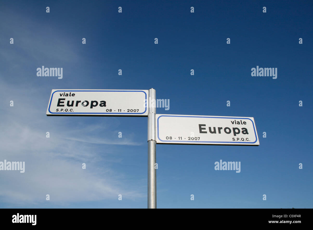 street name post in italy Stock Photo - Alamy