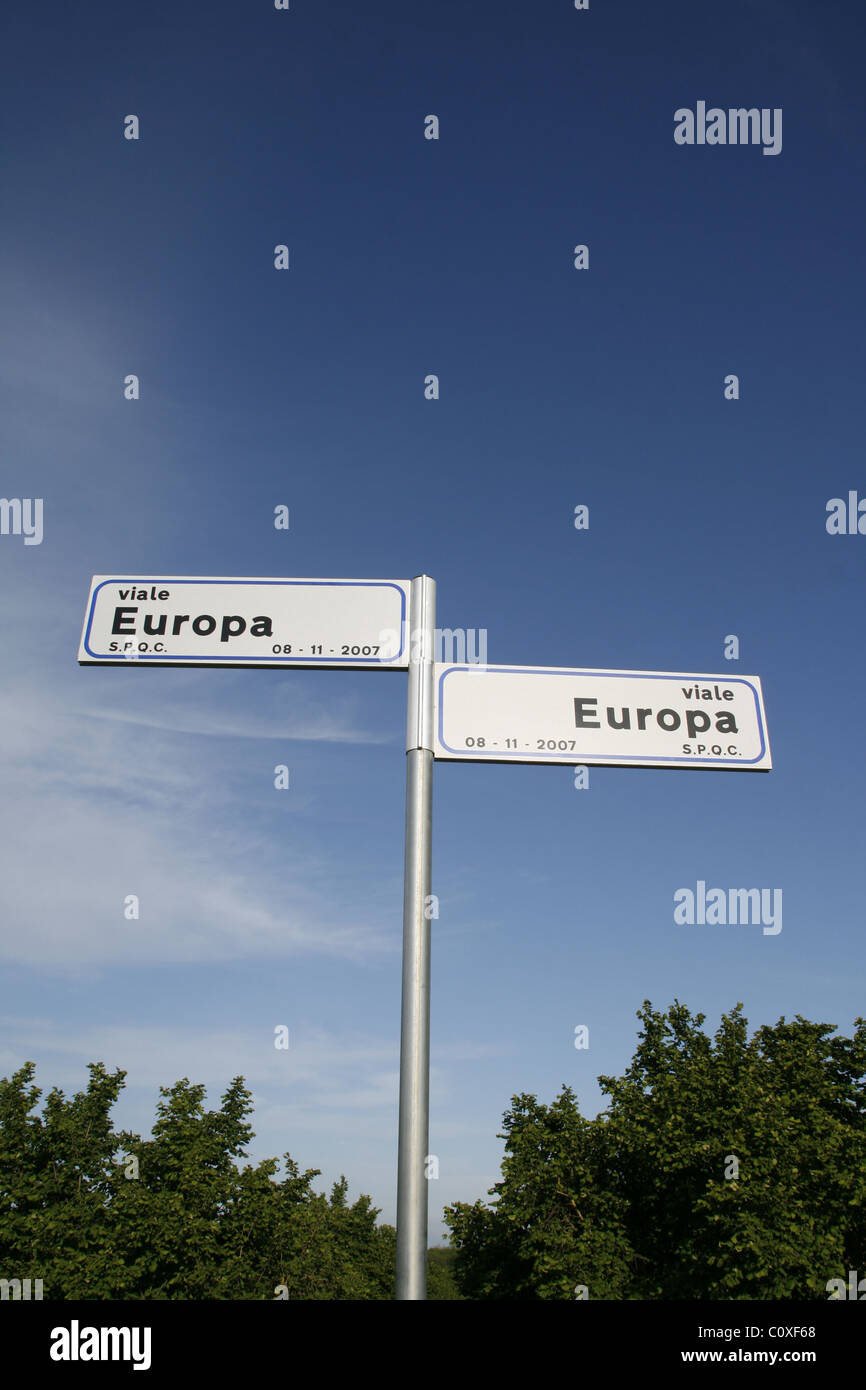 street name post in italy Stock Photo - Alamy