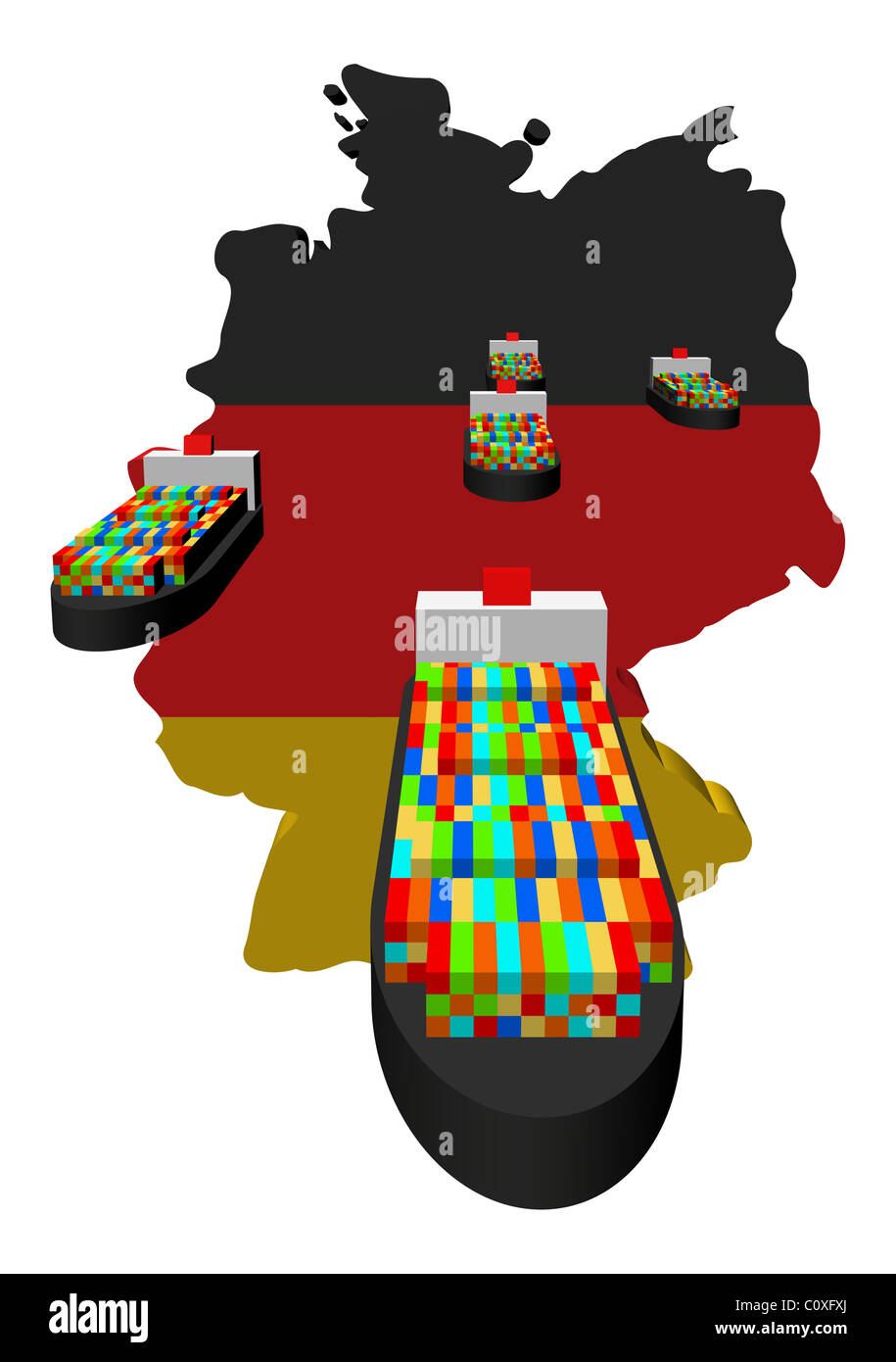 Germany map flag with container ships illustration Stock Photo - Alamy