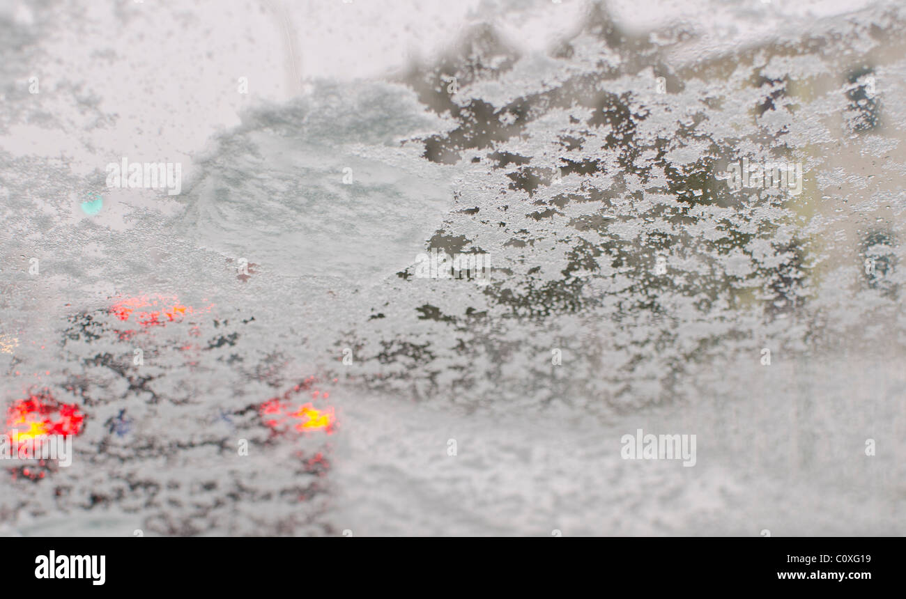 Snow on the Windshield after a Snowstorm Stock Photo - Alamy