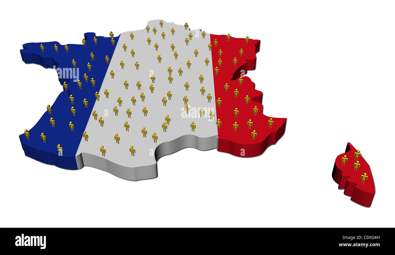 France map flag with many abstract people illustration Stock Photo - Alamy
