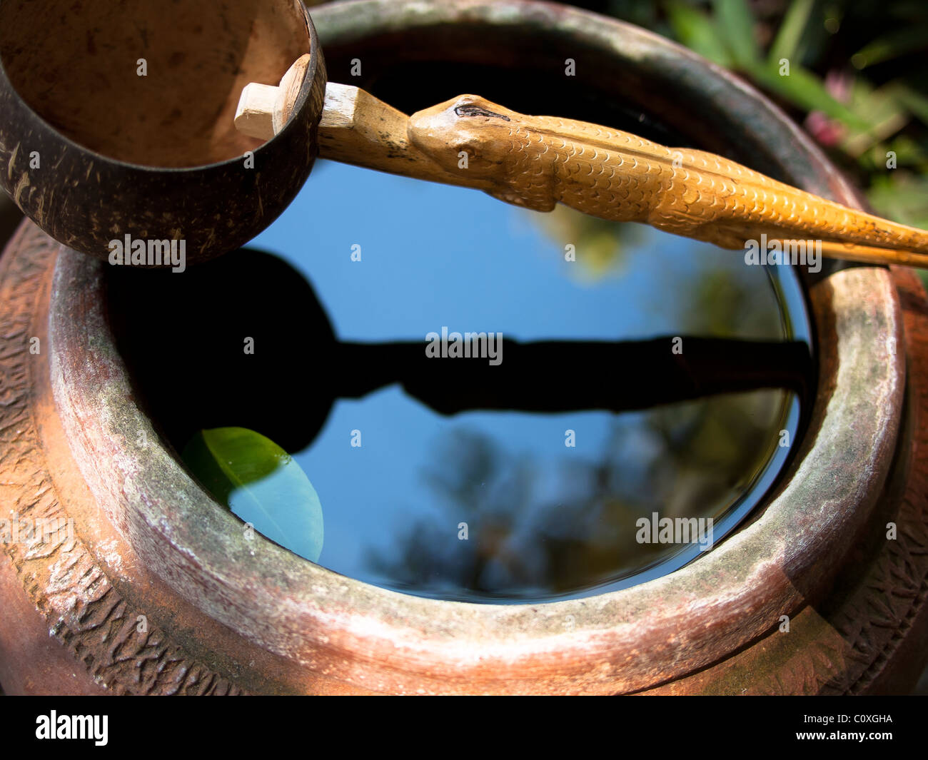 Garden watering pot with dipper Stock Photo - Alamy