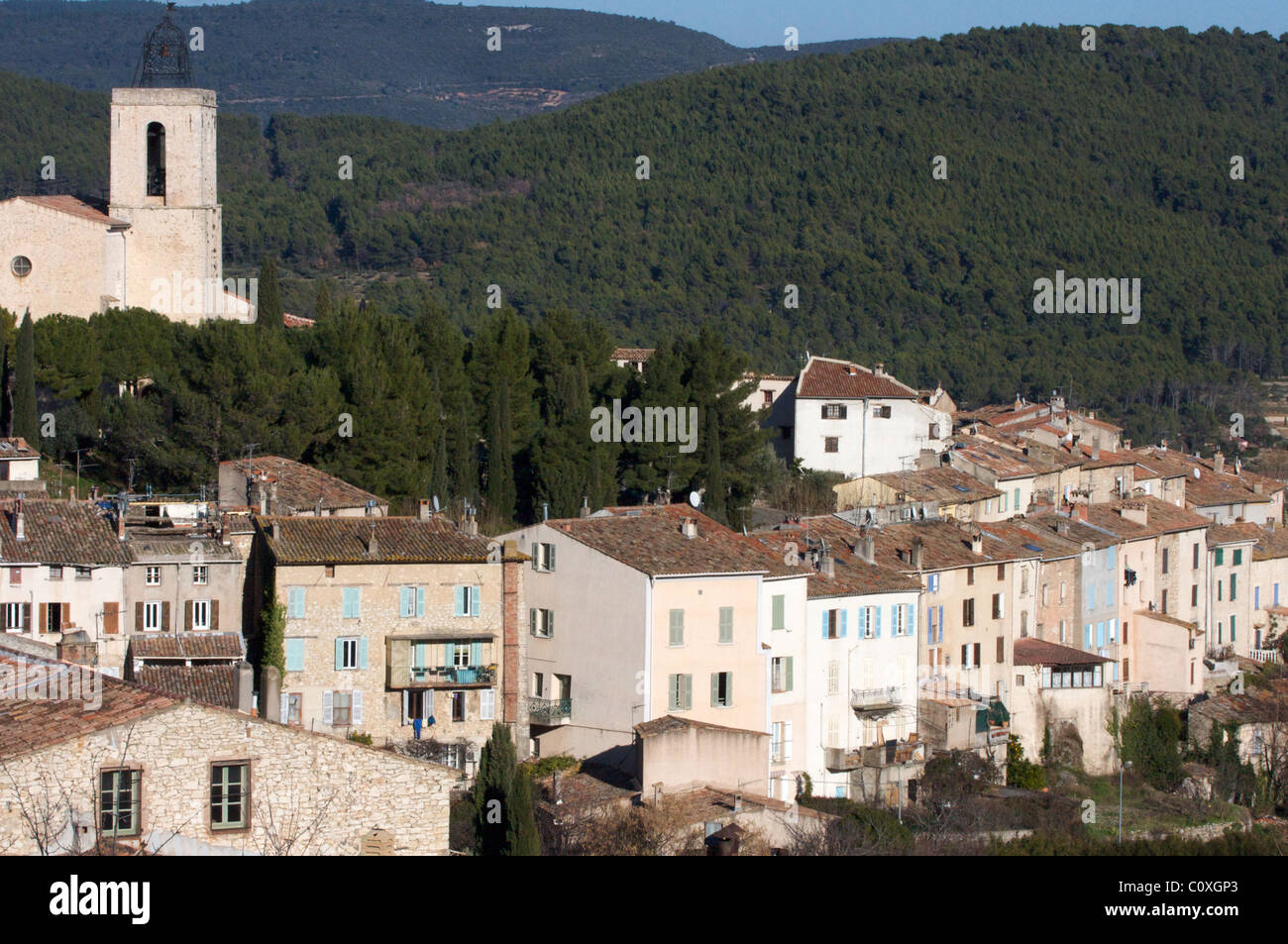Perched typical village in Provence, Flayosc, France Stock Photo - Alamy