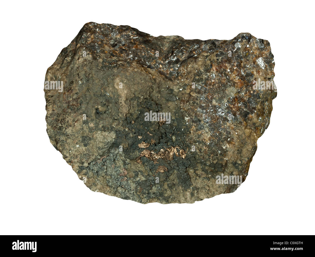 Native silver on Galena and Sphalerite minerals Stock Photo - Alamy