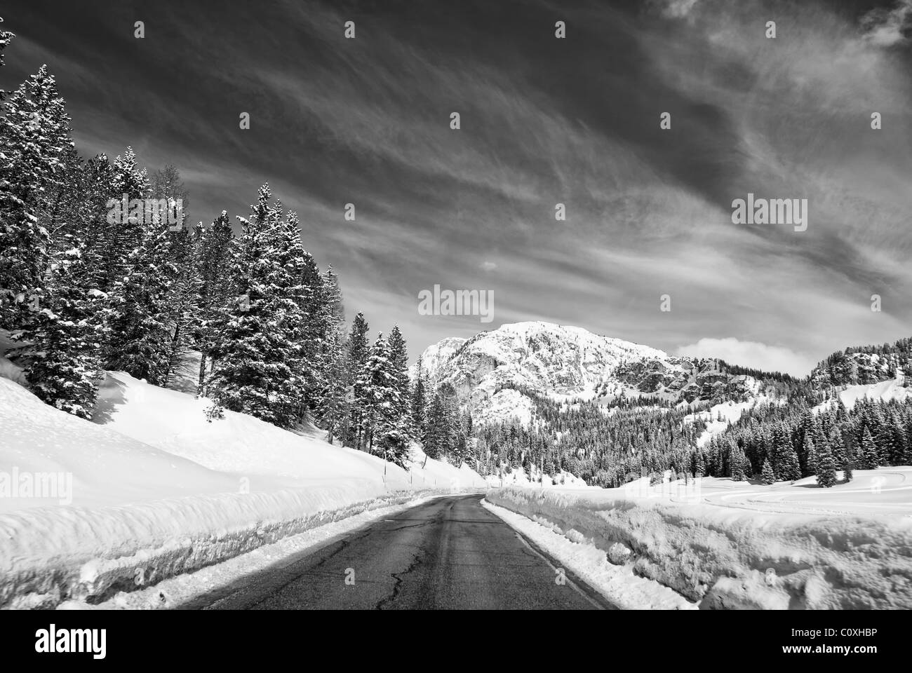 Cold Winter in the Heart of Dolomites, Veneto, Northern Italy Stock ...
