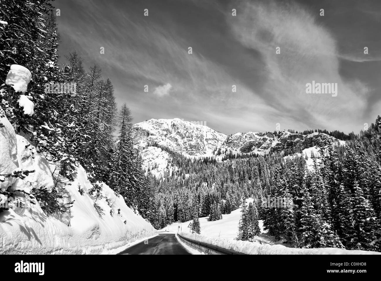 Cold Winter in the Heart of Dolomites, Veneto, Northern Italy Stock ...