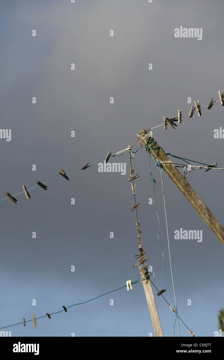 empty washing line and dark sky Stock Photo - Alamy