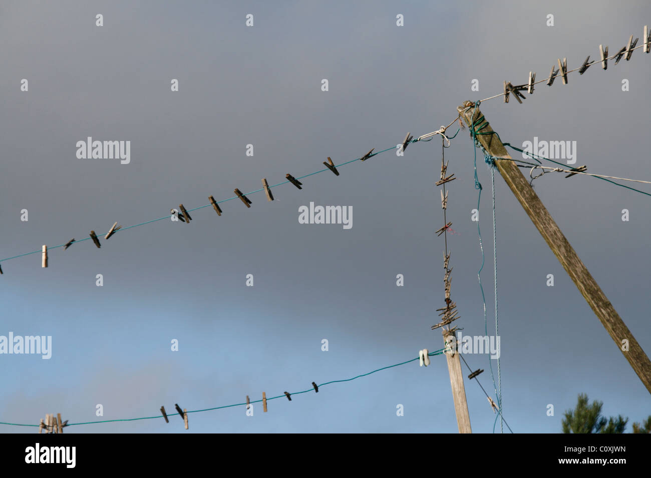 empty washing line and dark sky Stock Photo - Alamy