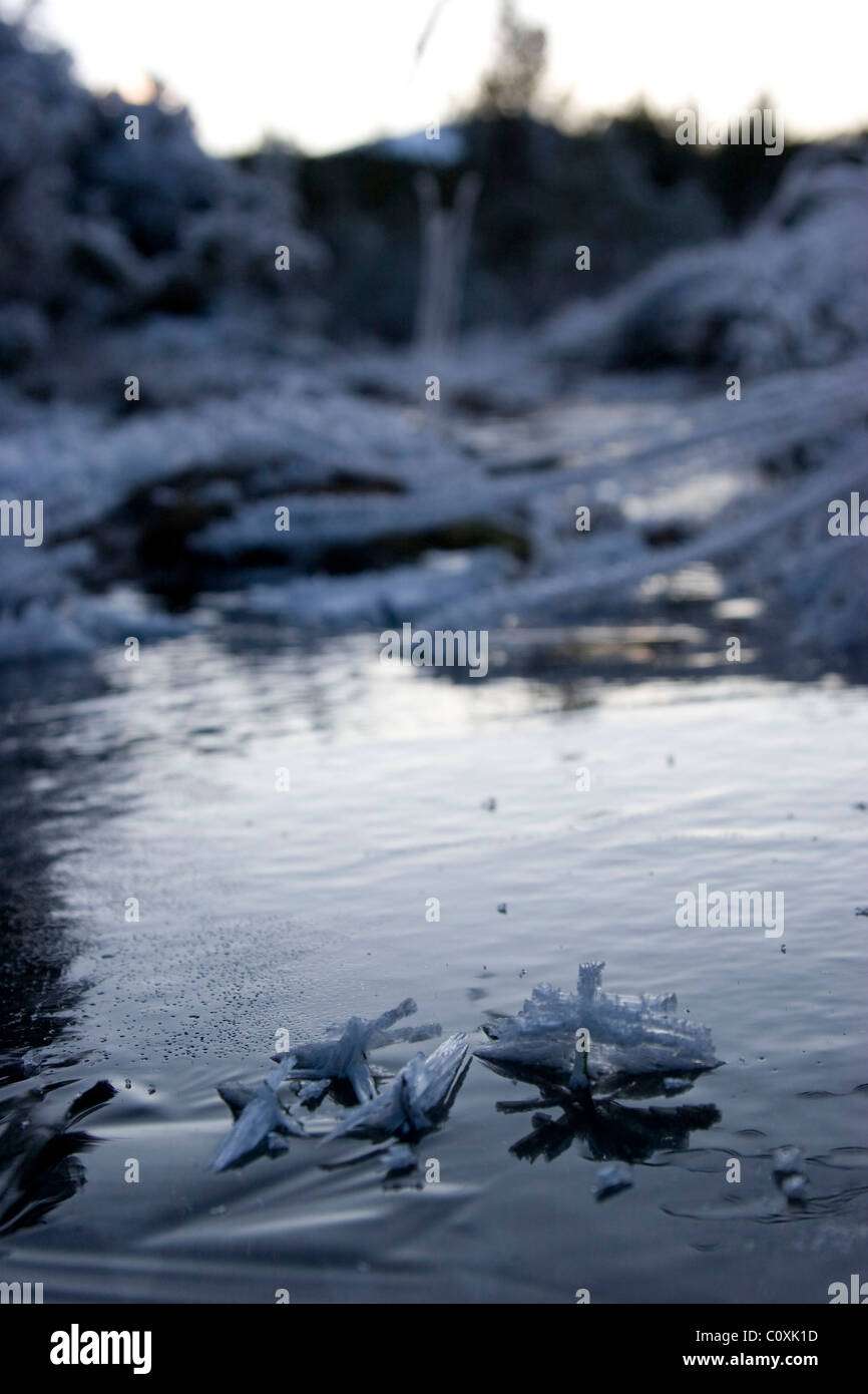 Frost on frozen ice Stock Photo - Alamy