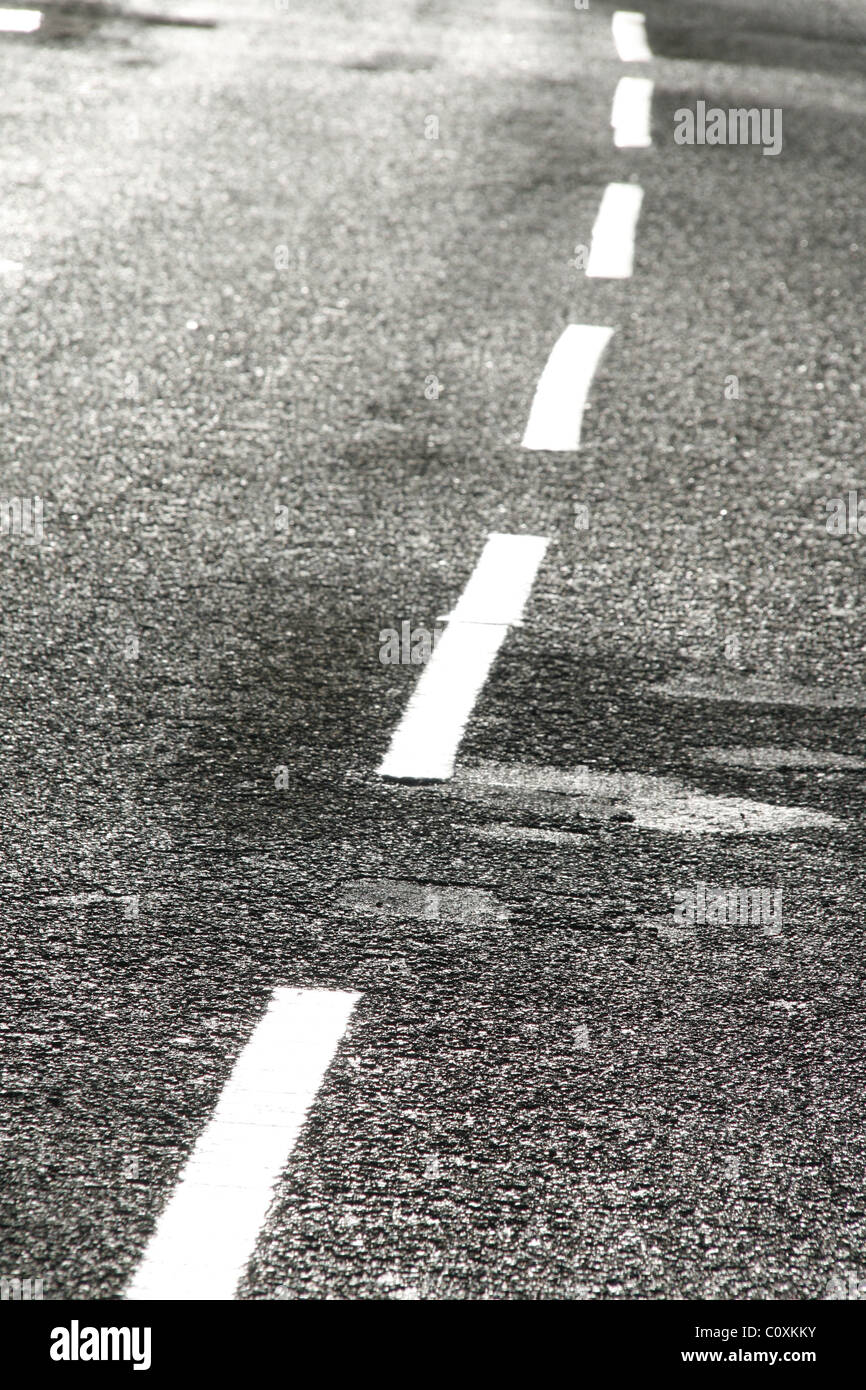 road markings on rural country road Stock Photo - Alamy
