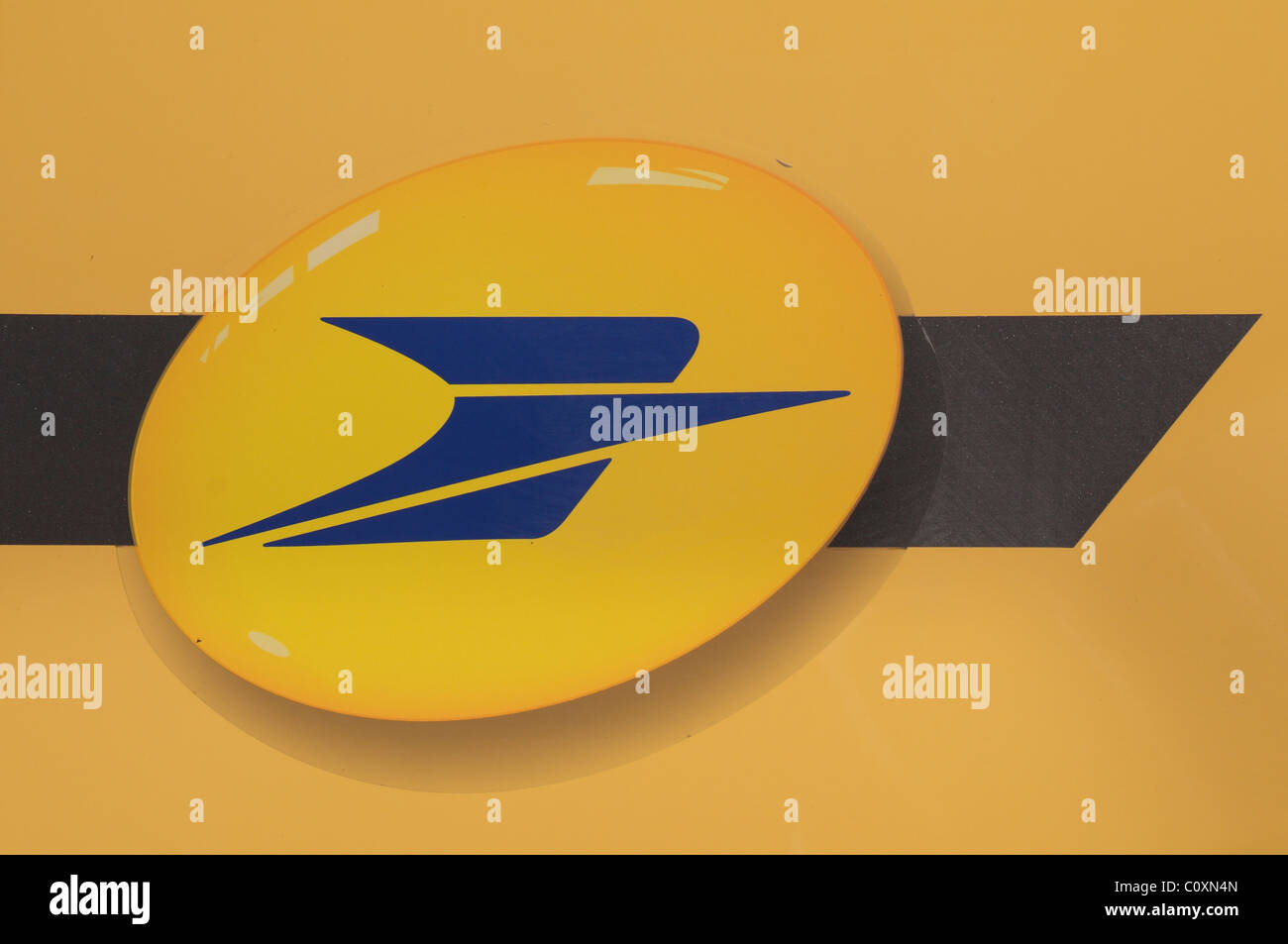 The La Poste (French Postal service) logo on the side of a delivery van ...