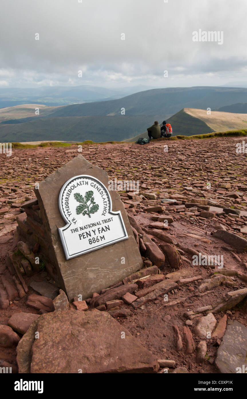 The summit of Pen y Fan, the highest peak in Brecon Beacons National ...