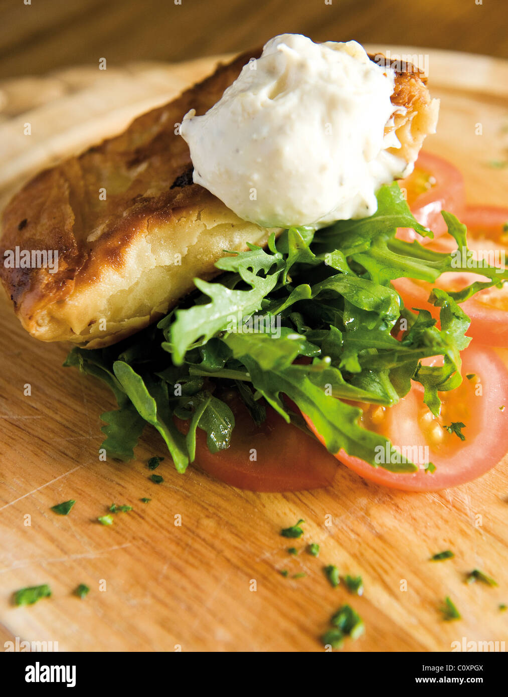 Goat's cheese vegetarian parcel Stock Photo - Alamy