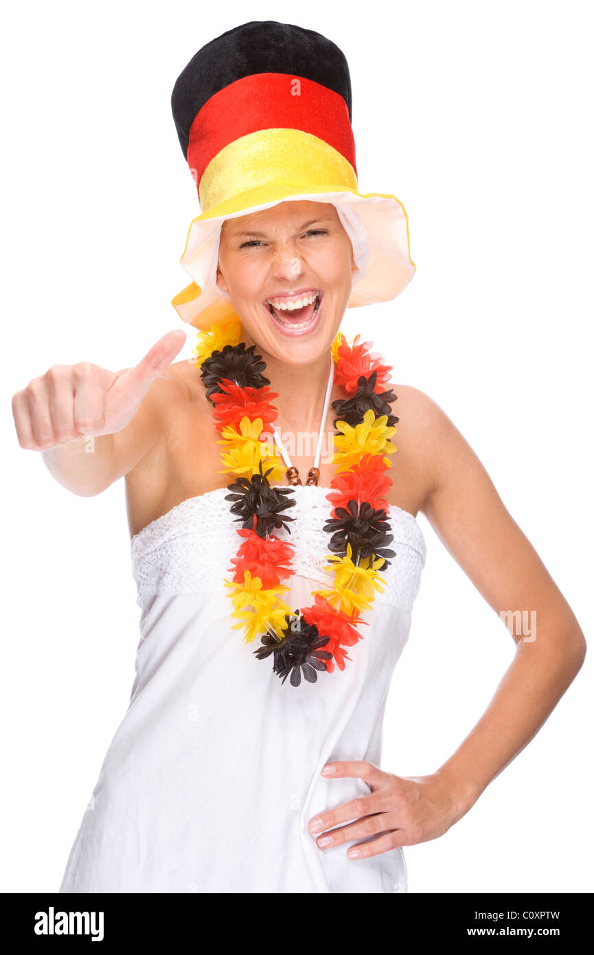 Full isolated portrait of a beautiful german soccer fan Stock Photo - Alamy