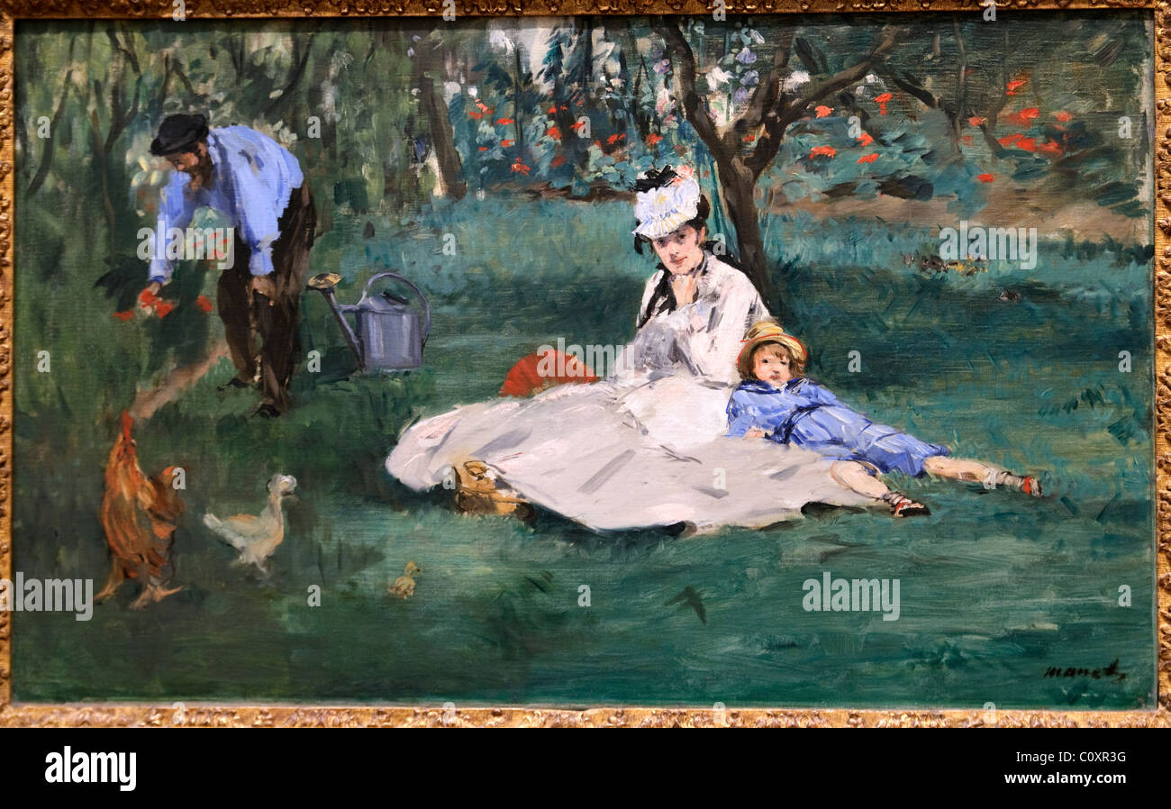 The Monet Family in Their Garden at Argenteuil, 1874, by Édouard Manet ...